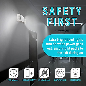 ROCEEI 12 Pack Emergency Lights Commercial Emergency LED Flood Lights Backup Battery Emergency Exit Lighting Fixtures 2 LED Head Wall Mount White for Hallways Stairways (Wire Connect Style)