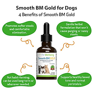 Pet Wellbeing Smooth BM Gold for Dogs - Vet-Formulated - Gentle Constipation Relief for Canines - Natural Herbal Supplement 2 oz (59 ml)