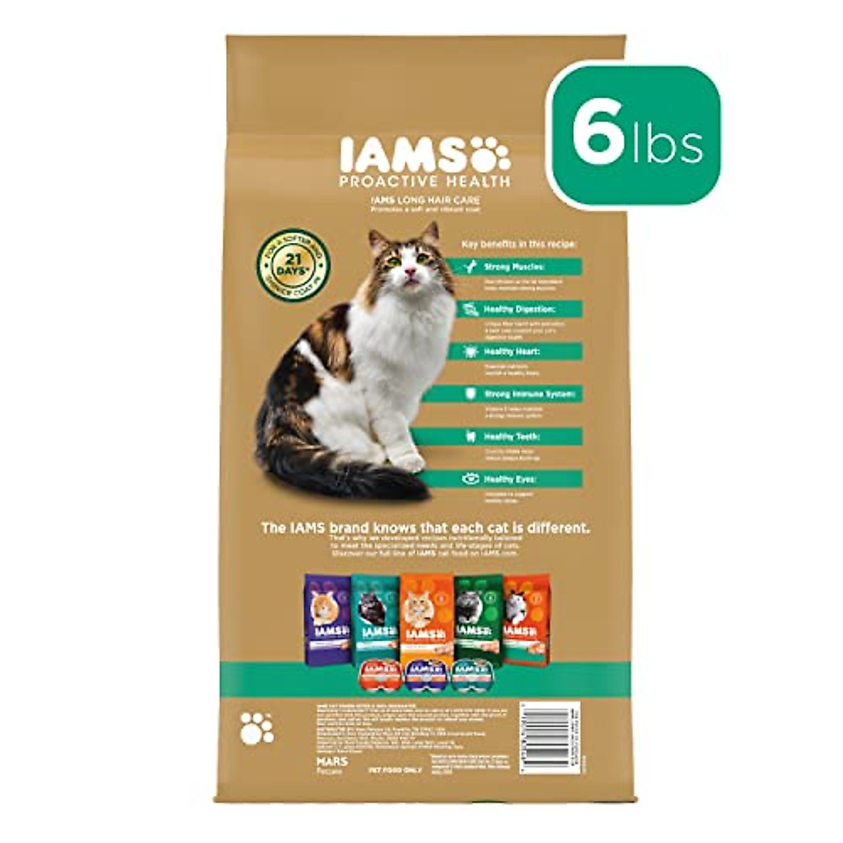 IAMS Proactive Health Long Hair Care Adult Dry Cat Food with Real Chicken, 6 lb. Bag