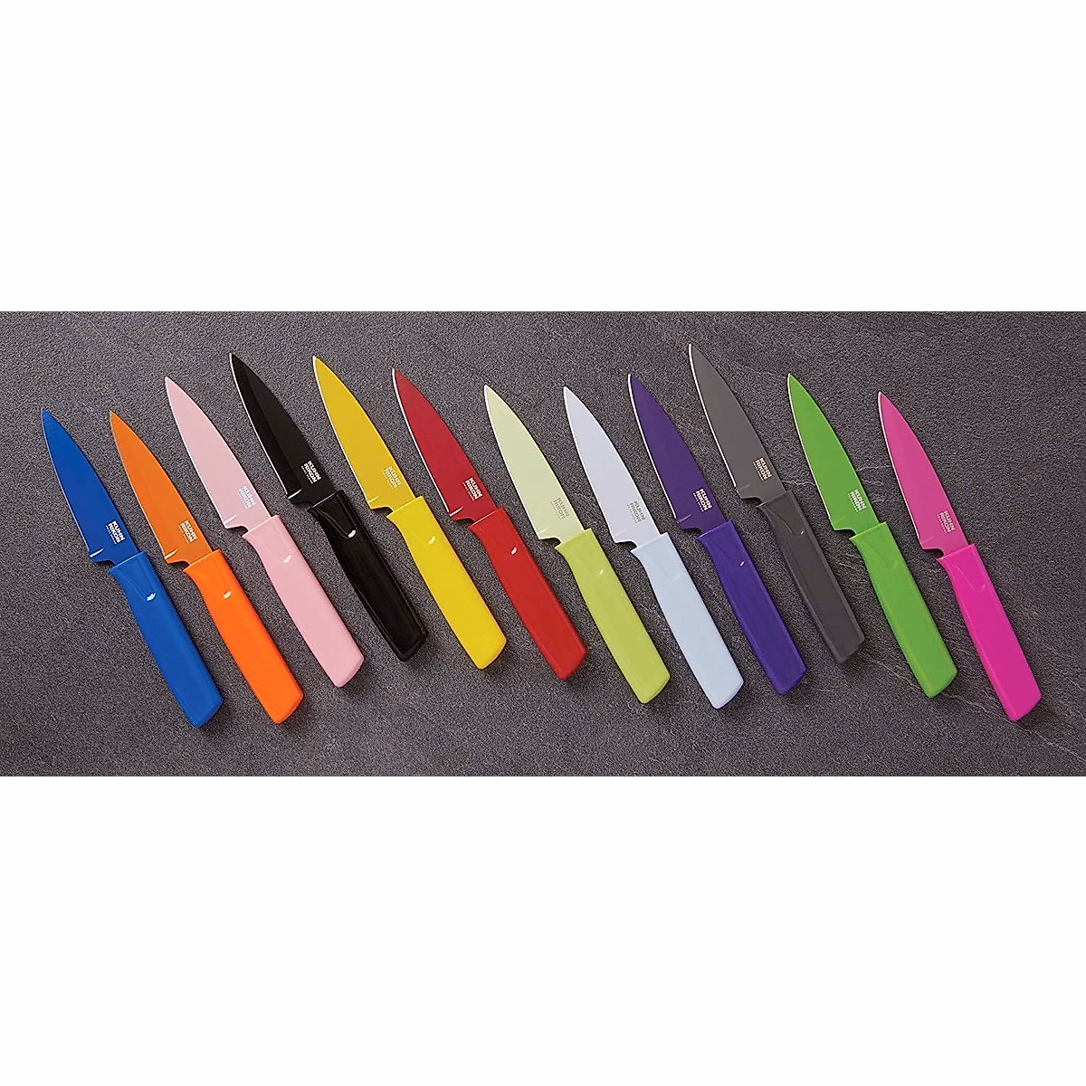 Kuhn Rikon Colori Non-Stick Straight Paring Knife with Safety Sheath, 4 inch/10.16 cm Blade, Marshmallow