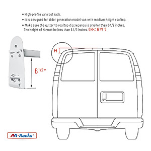 AA-Racks Model X316 HighTop 3 Bar Rain-Gutter Roof Rack Heavy-Duty Adjustable Steel High Roof Rack Matte White