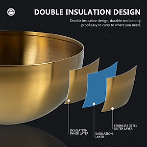 Cabilock Stainless Steel Noodles Bowl Golden Thickened Thermal Insulation Salad Dessert Bowl Kitchen Serving Bowl for Cereal, Soup, Ice Cream, Rice, Noodles, Salad, Snacks (5.9x2.1 inch)