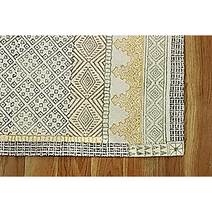 Casavani Indian Handmade Black, Brown Geometric Area Rug Boho Kilim Flat Weave Indoor Hall Room Decor Carpet Throw Rug Boho Rugs for Bedroom Living Room Balcony 6x8 Feet