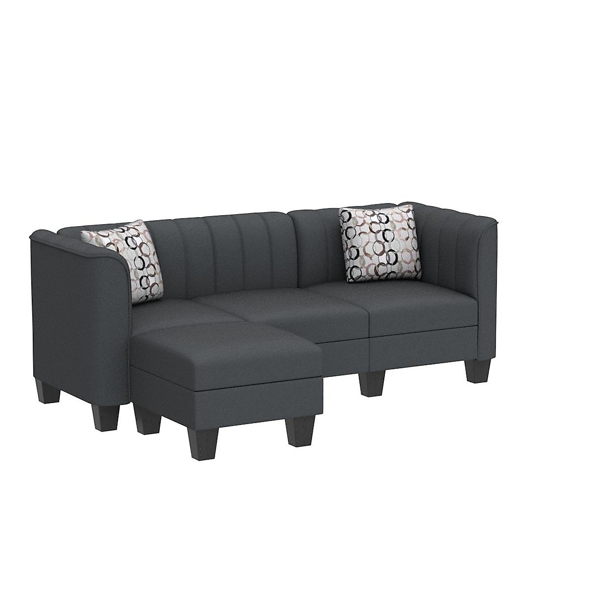 JAMFLY 79'' Sectional Sofa Couch for Living Room, Small 3-Seat L Shaped Couch with Linen Fabric, Convertible Sofa with Chaise Clearance Set for Small Space (Dark Grey)