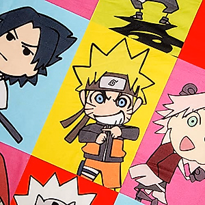 Naruto: Shippuden Character Collage Fleece Throw Blanket With Sherpa Backing | Plush Soft Cover For Sofa and Bed