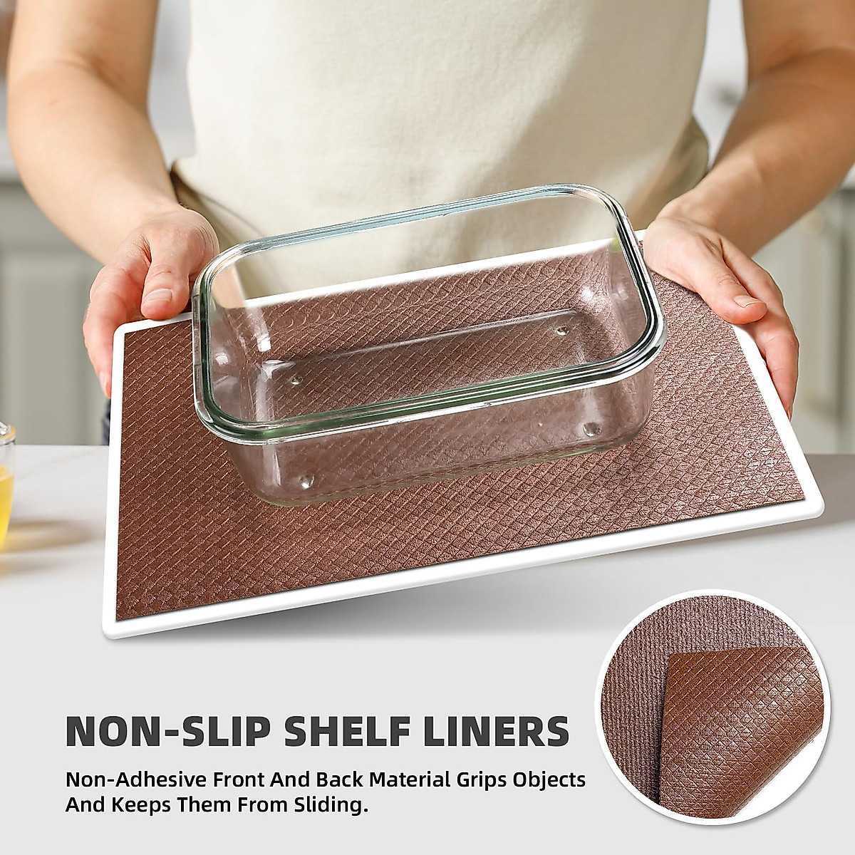Drawer and Shelf Liner - Truly Non-Slip, Non-Adhesive, Kitchen Cabinet Liners - Heavy, Thick, Durable, Waterproof - Easy Cut to Fit and Protect Any Shelves, Tool Box, Bathroom Surfaces (Brown, 30 FT)