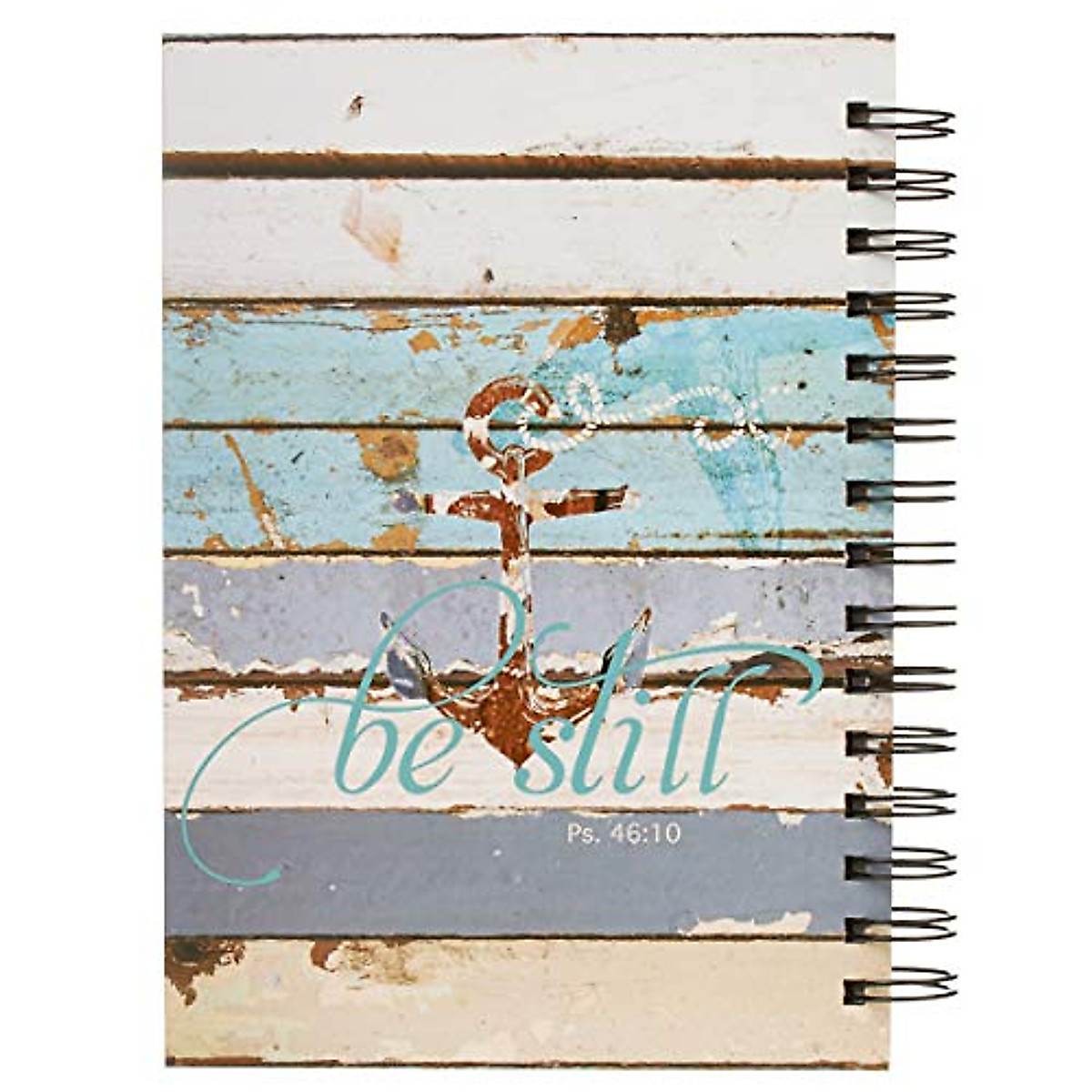 Christian Art Gifts Journal w/Scripture Be Still and Know Psalm 46:10 Bible Verse Coastal Beach 192 Ruled Pages, Large Hardcover Notebook, Wire Bound