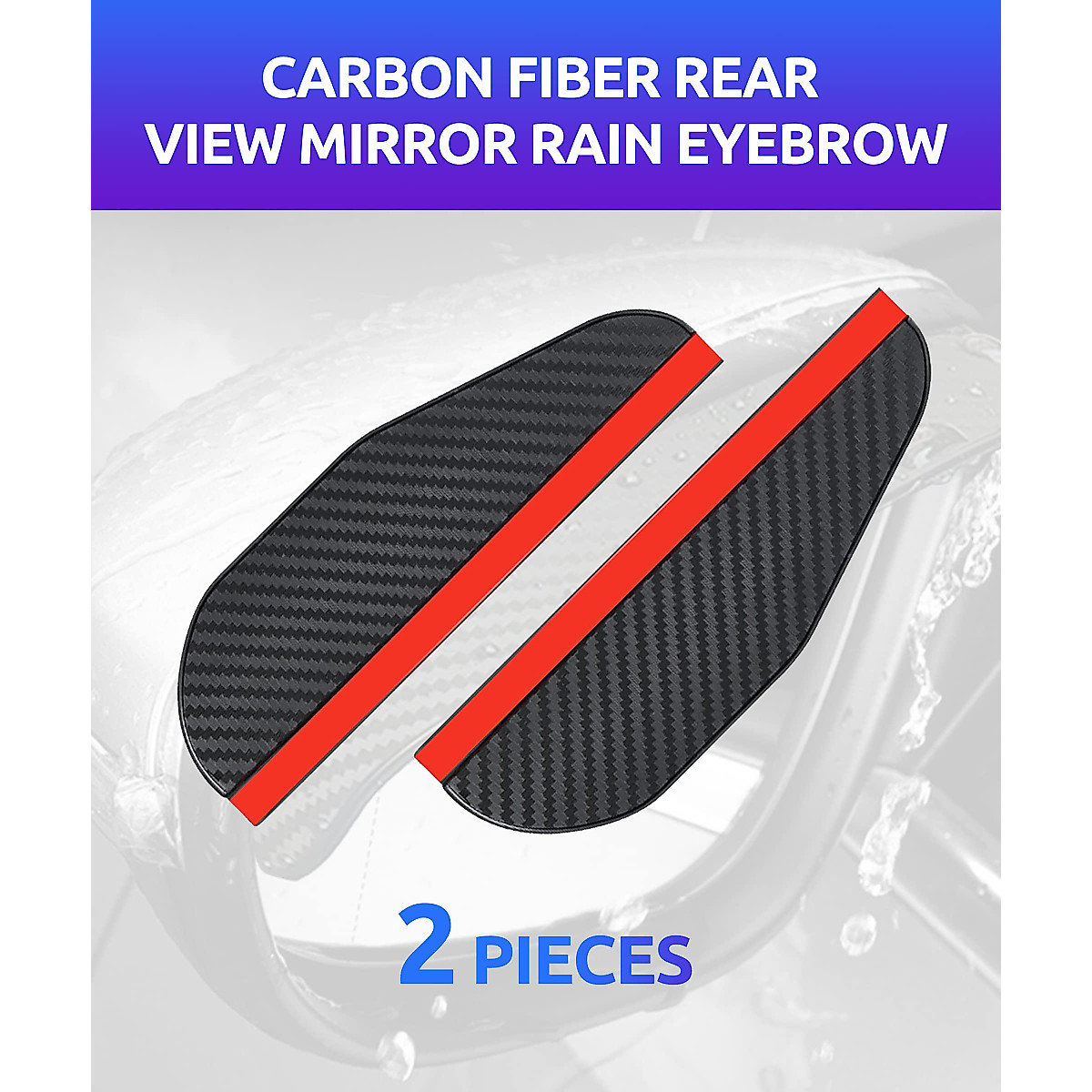 ESEWALAS 2 Pieces Carbon Fiber Eyebrow Side Mirror Rain Guard Sticker,Car Rear View Mirror Rain Visor Guard,Rear View Side Mirror Rain Eyebrow,Car Rear View Mirror Snow Ice Mirror Covers (Black)