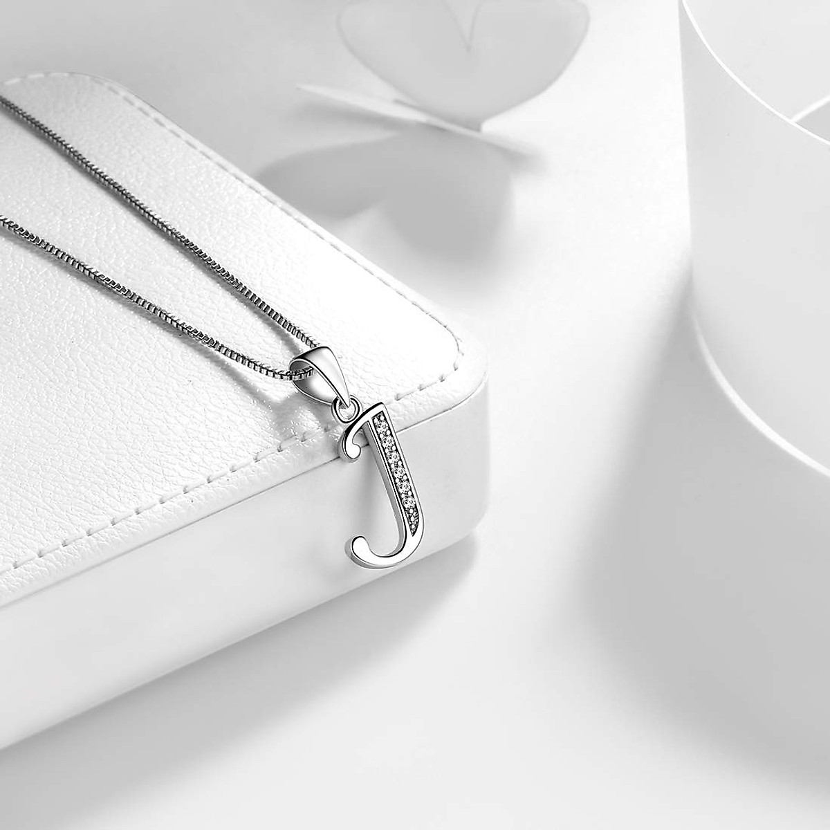 Aurora Tears Letter J Necklace Initial 925 Sterling Silver Alphabet Pendant Crystal Name Gift Women Cubic Zirconia Jewelry DP0045J