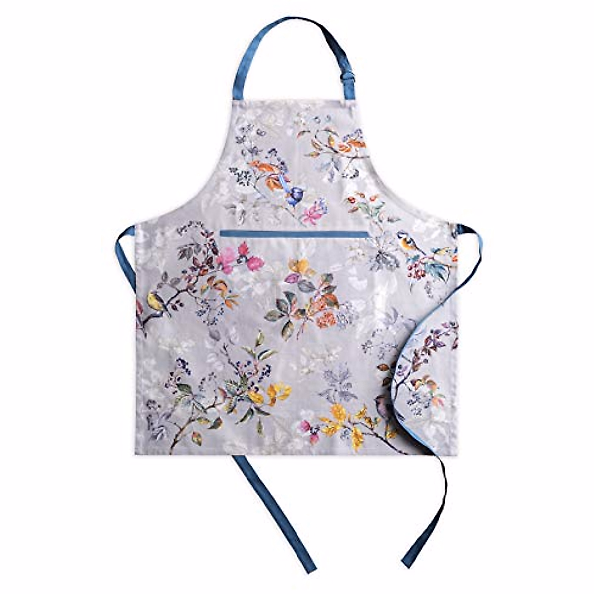 Maison d' Hermine Apron 100% Cotton 1 Piece Adjustable Neck Strap Apron with Center Pocket & Long Ties for Mothers Day Gifts, Chef, Women & Men, Equinoxe (Grey) - Thanksgiving/Christmas(27.50"x31.50")