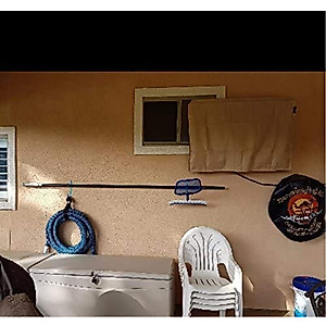 Flowerbeauty Pool Pole Hanger Premium Aluminium Holder Set, Ideal Hooks for Telescopic Poles, Skimmers, Leaf Rakes, Nets, Brushes, Vacuum Hose, Garden Tools and Swimming Pool Accessories (4, Blue)