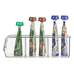 mDesign Plastic Food Storage Bin Organizer with 3 Compartments for Kitchen Cabinet, Pantry, Shelf, Drawer, Fridge, Freezer Organization - Holds Snack Bars - Ligne Collection - Clear