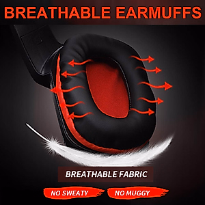 PHOINIKAS H1 Gaming Headset for PS4, Xbox One, PC, Laptop, Switch, Xbox One Headset with Noise-Cancelling Mic, Over Ear Headphones with Bass Surround - Red