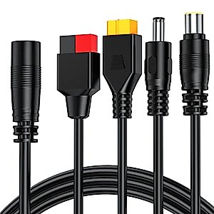 ELECTOP DC 8mm to 4X Adapter Connector Parallel Cable 14AWG Solar Charge Cable Compatible with Anderson XT60 DC 5.5mm DC 8mm Connector Port Adapter for Portable Power Station Solar Generator