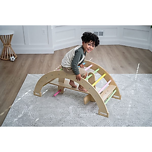 Avenlur Bailis Ultimate 3-in-1 Playset for Kids - Seesaw, Climbing Arch and Rocker - Waldorf and Montessori Climbing Toy for Children 2-6 Years - Toddler Climbing Toys