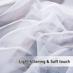 RYB HOME Outdoor Curtain for Patio, Detachable Sticky Tab Top for Easy Hanging & Unsling, Waterproof Outside Porch White Sheer Drape Indoor Outdoor Deck, 1 Curtain Rope, W 54 x L 84 inch Long