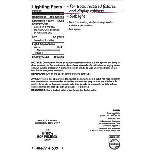 Philips 415398 Indoor Spot Light 40-Watt R14 Intermediate Base Light Bulb, 1 Count (Pack of 1), Incandescent