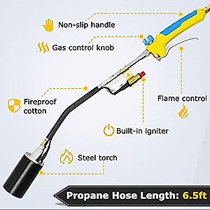Singry Propane Torch Weed Burner,Connect 5-100Lb Propane Tank,Weed Torch Propane Burner Self Igniting,Flame Thrower Fire Gun,Weed Burner Torch for Propane Tank,Propane Weed Torch,Blow torch,Roof Torch