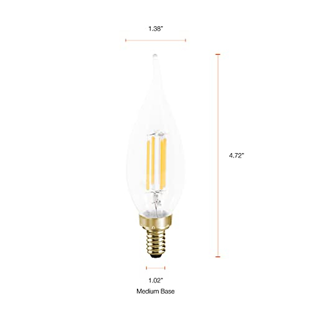 LEDVANCE Sylvania Reduced Eye Strain B10 LED Light Bulb, 40W = 4W, 13 Year, Candelabra Base, Dimmable, Clear, 5000K, Daylight - 12 Pack (41230)