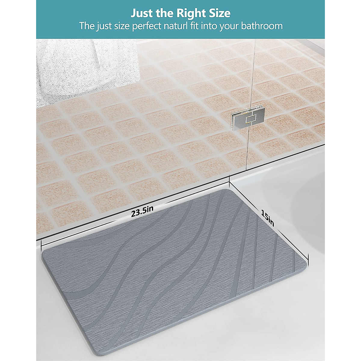 LOFTER Stone Bath Mat, Diatomite Stone Bath Mat Nonslip Super Absorbent Quick Drying Stone Mat for Kitchen Counter, Natural Non-Slip Bathroom Mats Stone Shower Mat Easy to Clean (23.5 x 15 inch)