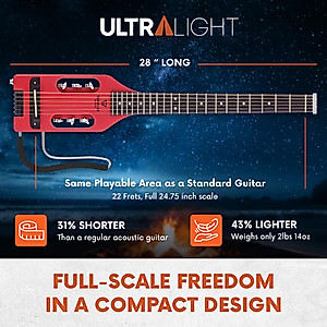 Traveler Guitar Ultra-Light Vintage Red Acoustic Electric Guitar