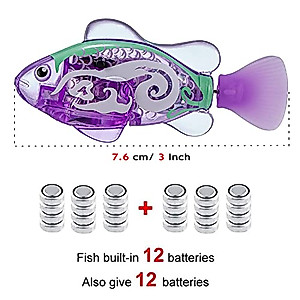 LAVIZO Interactive Robot Fish Toys for Cat/Dog(6 Pcs), Activated Swimming in Water with LED Light, Swimming Bath Plastic Fish Toy Gift to Stimulate Your Pet's Hunter Instincts