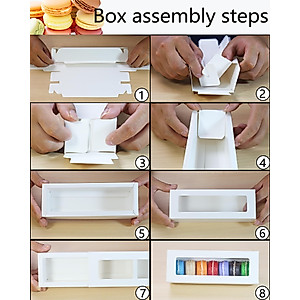 PQZKLDP 16Packs White Macaron Gift Boxes for 6 to 8 Macarons with Clear Window Cookie Packaging Box for Chocolate, Truffles Cake,Desserts,Mini Cupcakes, MuffinsHome X158