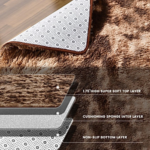 8x10 Feet Shag Area Rugs, Large Shag Fluffy Bedroom Carpet, Soft Rugs for Nursery, Furry Rugs for Girls Boys Kids Room, Extra Large Fuzzy Rug, Shag Carpet, Brown Tie-Dye