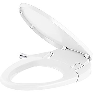 KOHLER 98804-CP-0 Purewash M300 Elongated Manual Bidet Toilet Seat With Chrome Handle, Non-Electric Bidets for Existing Toilets, White
