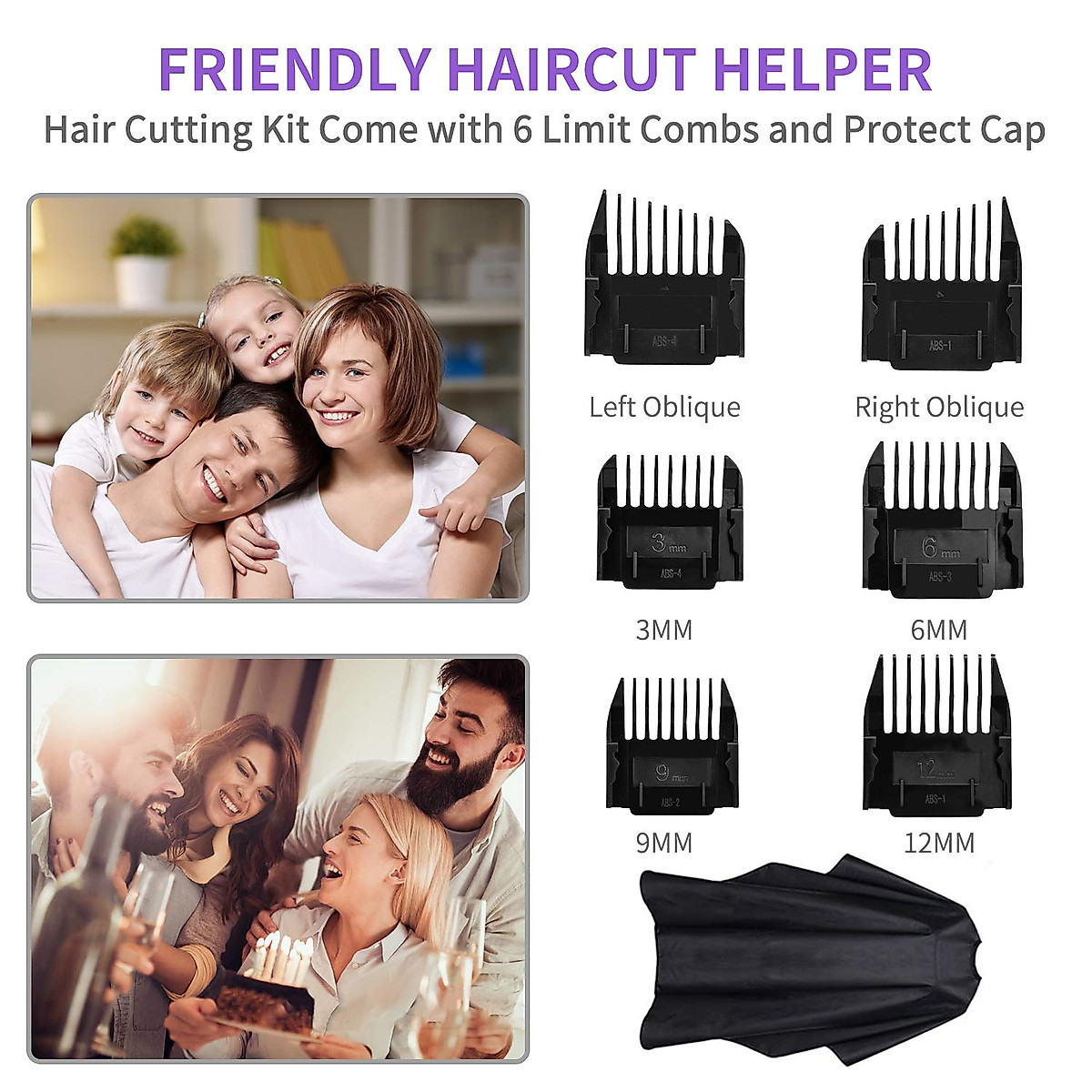 Ceenwes Professional Hair Clippers Cordless Hair Trimmer Low Noise Hair Cutting Kit Beard Trimmer IPX7 Waterproof Body Hair Removal Machine with LED Display Hairdressing Cape and Travel Bag