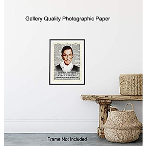 Ruth Bader Ginsburg Wall Art Print - Inspirational Quote Dictionary Home Decor Picture - Upcycled Motivational Decoration for Office, Living Room, Apartment - Gift for RBG Fans - 8x10 Poster
