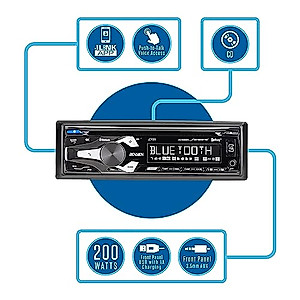 Jensen JCR311 10 Character LCD Single DIN Car Stereo Radio CD Player Push to Talk Assistant Bluetooth Hands Free Calling & Music Streaming AM/FM Radio USB Playback & Charging