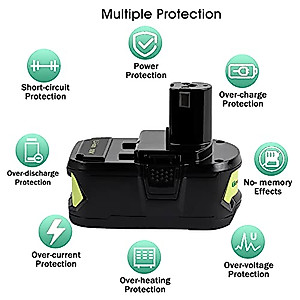 【Upgrade】 2 Pack CaliHutt 18V 6.0Ah Replacement Battery for Ryobi ONE+ Plus 18V Battery High Capacity 18V Lithium-Ion Battery P102 P104 P105 P106 P108 P107 P109 for Cordless Power Tools