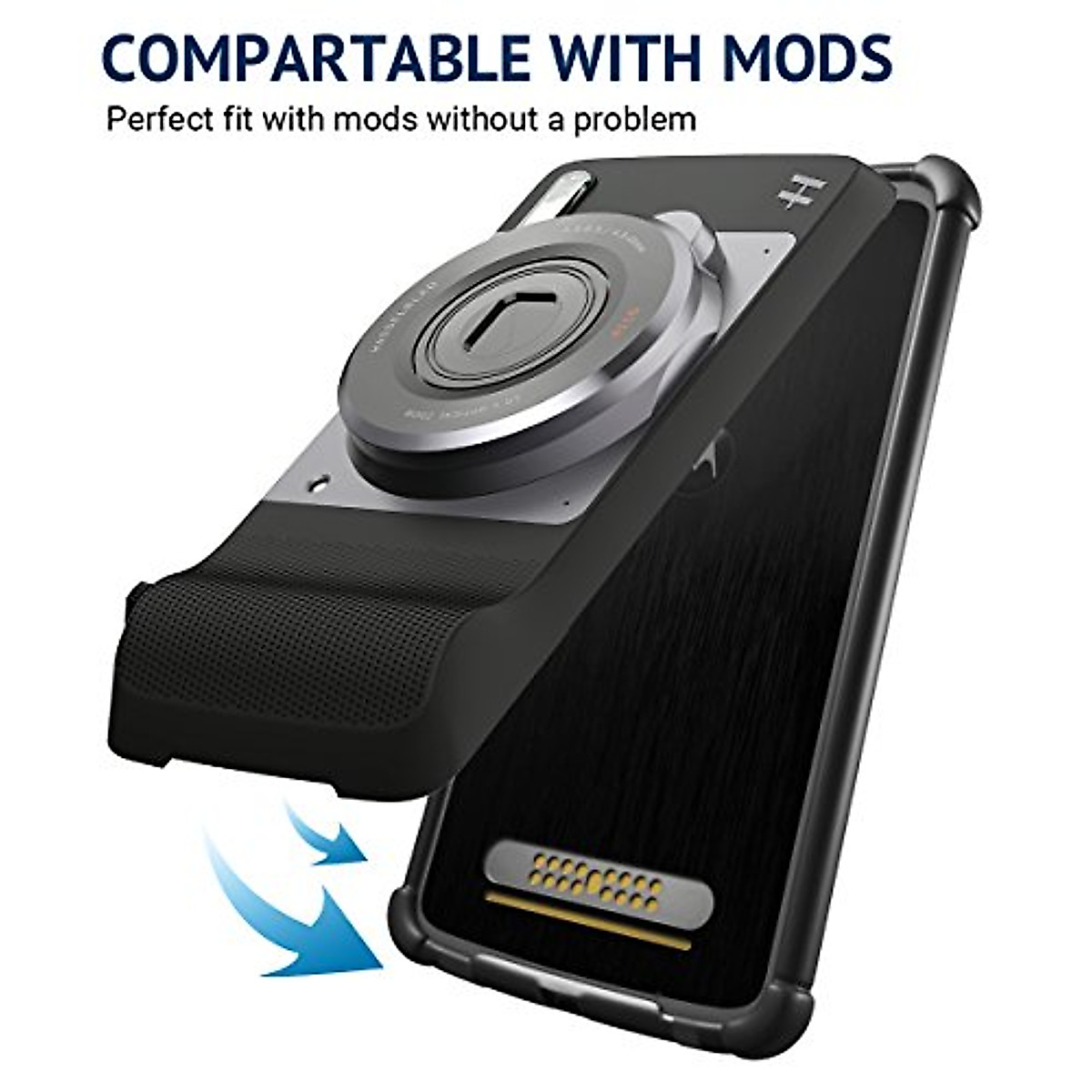 CaseWe - Motorola Moto Z2 Force Protective Bumper Case Cover/Compatible With Moto Mods - All Matte Black