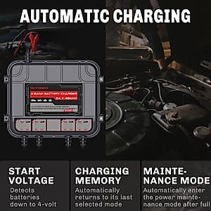 AUTOGEN 4-Bank Marine Battery Charger, 8-Amp (2-Amp Per Bank) Smart Battery Trickle Charger Maintainer, 6V & 12V Onboard Battery Charger and Battery Maintainer