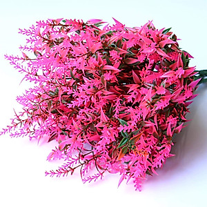 Gormiya 10pcs Outdoor Artificial Lavender Flowers UV Resistant Plastic Fake Lavender Purple Plants Faux Greenery Hanging Floral Arrangement for Window Box Garden Backyard Porch Home (Pink)