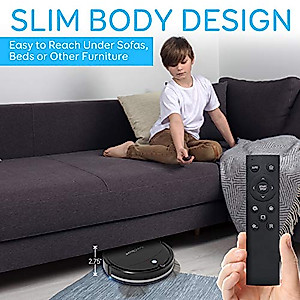 SereneLife Robot Vacuum Cleaner - Self Charging Robo Vacuum Cleaner - 1200pa Suction, Self Path Navigation, 70 Min Run Time - Carpet Hardwood Linoleum Tile PUCRCX70