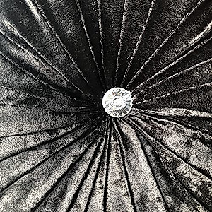 Elero Round Throw Pillow Velvet Chair Cushion Soft Pleated Pumpkin Round Pillow Decorations for Home Car Black