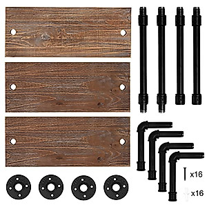 HouseAid Industrial Pipe Floating Shelves, 24 Inch Rustic Farmhouse Shelf for Living Room, Bedroom, Bathroom and Kitchen, Wall Mounted, Matte Black (3 Tiers)