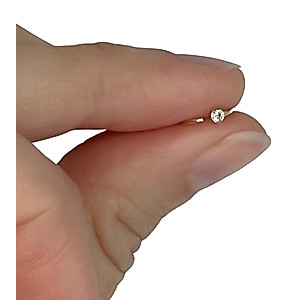 CZ Nose Ring 20 gauge 8 mm 5/16 inch with 2 mm Round CZ, Simulated Diamond Nose Hoop, Bezel Set Cubic Zirconia Nose Jewelry (14k Solid Gold)