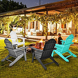Giantex Adirondack Chair Outdoor Fire Pit Chairs, HDPE Weather Resistant Patio Chair for Outside Campfire,Deck, Garden, Yard, Lawn Furniture Porch and Lawn Seating Composite Chairs, Turquoise