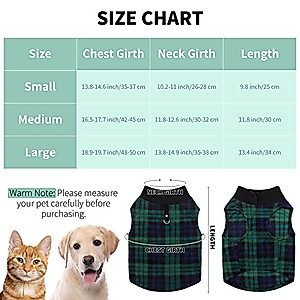Pedgot 6 Pieces Dog Clothes Warm Dog Fleece Vest with Leash Ring Dog Sweatshirt Winter Pet Clothes Plaid Dog Pullover for Puppy Small Dogs Cat, Large