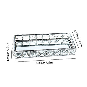Feyarl Crystal Vanity Jewelry Trinket Tray Cosmetic Makeup Perfume Essential Oil Holder Display Organizer Storage with Anti-Scratch Real Glass Surface (8.66 x 4.33 x 1.29inch)