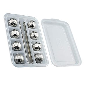 YARDWE 1 Set Stainless Steel Ice Pellets Round Ice Cube Whiskey Rocks Cocktails Ice Maker Beverage Cooling Stones Soccer Ice Cube Tray Round Cooler Stainless Ice Block Ice Cubes Ice Mold