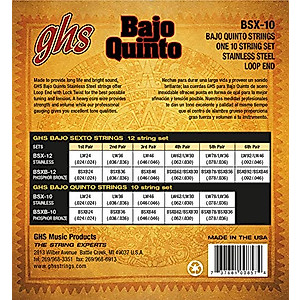 GHS Strings GHS Stainless Steel Bajo Quinto Strings-Loop End (BSX-10)