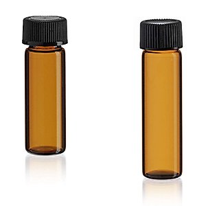 MagnaKoys 1 Dram & 2 Dram variety in Amber Glass Vials w/ Black Caps for Essential Oils & Liquids