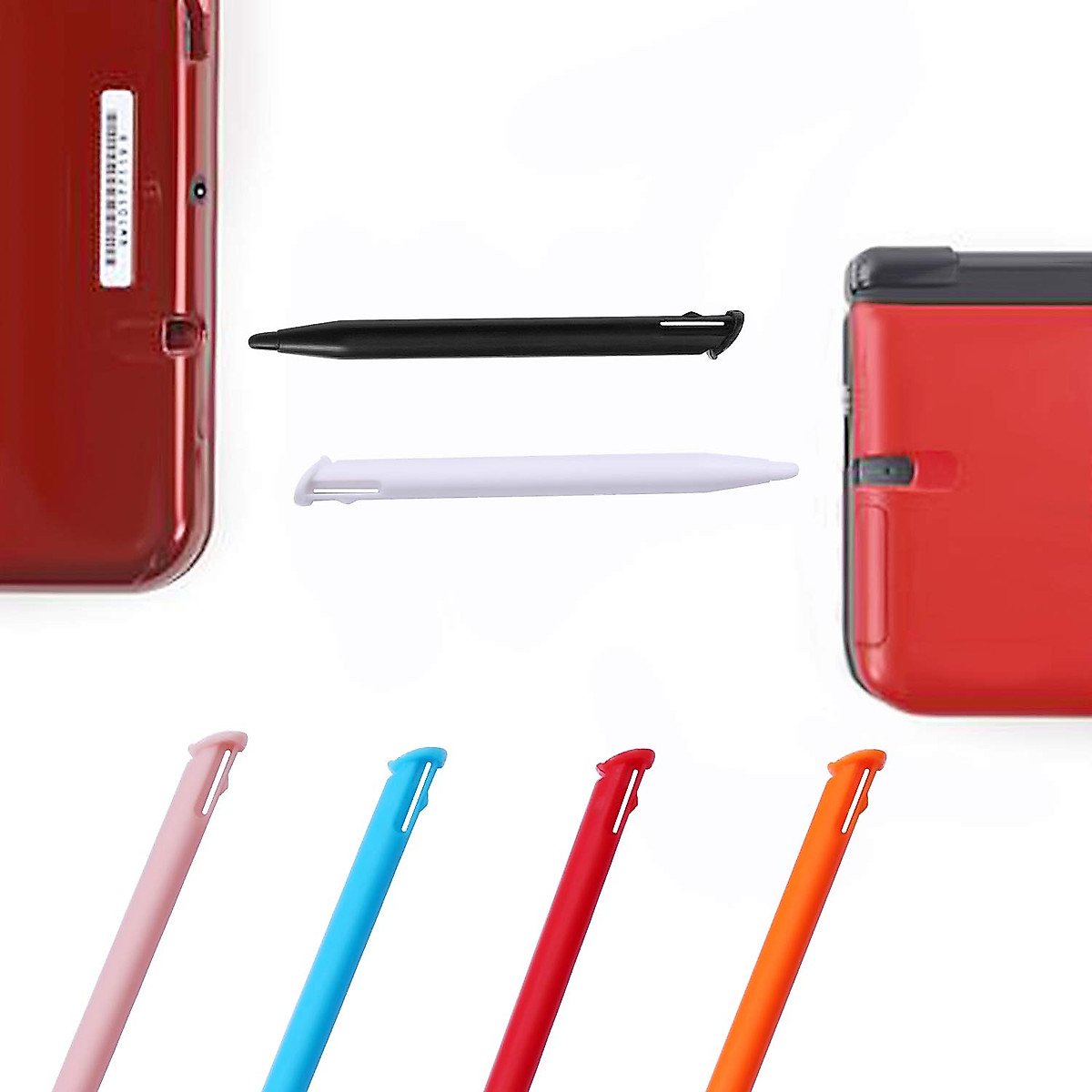 Yizerel Stylus Pen for New 2DS XL, 15 Pcs Colorful Plastic Replacement Touch Screen Stylus Set Compatible with New 2DS LL with HD Crystal Clear PET Films (Black White Pink Blue Red Orange)