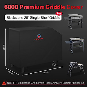 Comnova Griddle Cover for Blackstone Griddle 28 Inch - 600D Flat Top Griddle Cover for Blackstone 28" Single Shelf Griddle Heavy Duty Waterproof, Outdoor Cover for Blackstone 1517, Tailgater and More