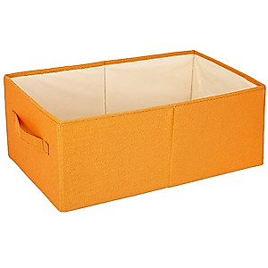 ALYER Collapsible Fabric Storage Organizer with Handles ,Shelf Bins Box Container for Bedroom Office Closet Babies Nursery Toys Books Clothes (Orange)