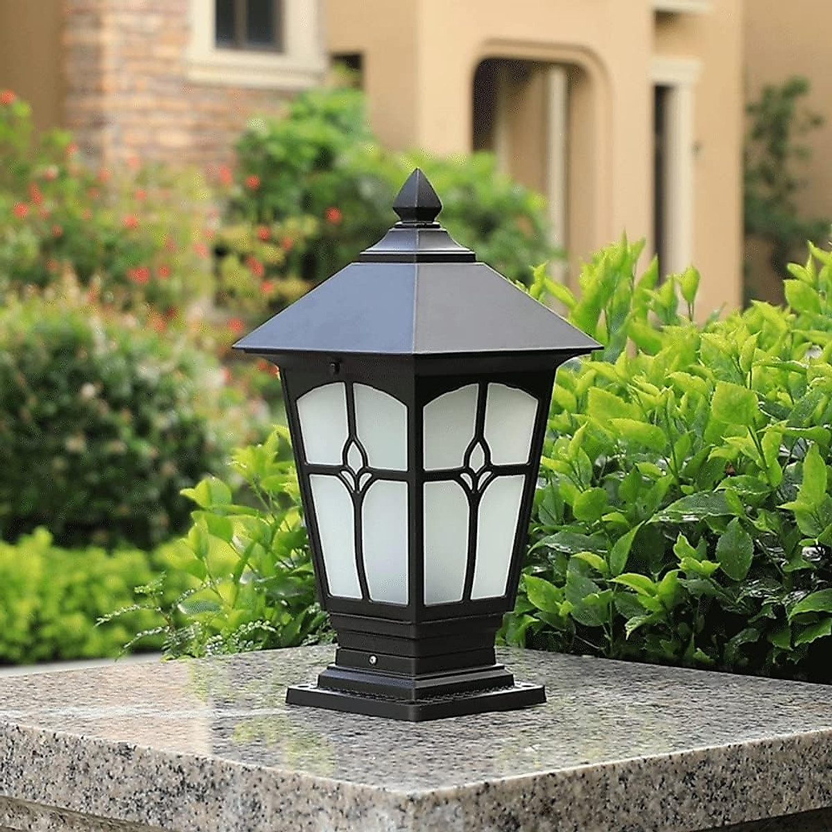 SANBDDLYY Outdoor Waterproof Post Lanterns Cast Aluminum PC Pillar Light Villa Lighting E27 European Traditional Vintage Pillar Lamp Home Door Street Lamps Landscape Courtyard Lights